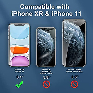 JETech Shatterproof Screen Protector for iPhone 11/iPhone XR 6.1-Inch, Full Coverage Military Grade Diamond Hard Tempered Glass Film with Easy Installation Tool, 2-Pack