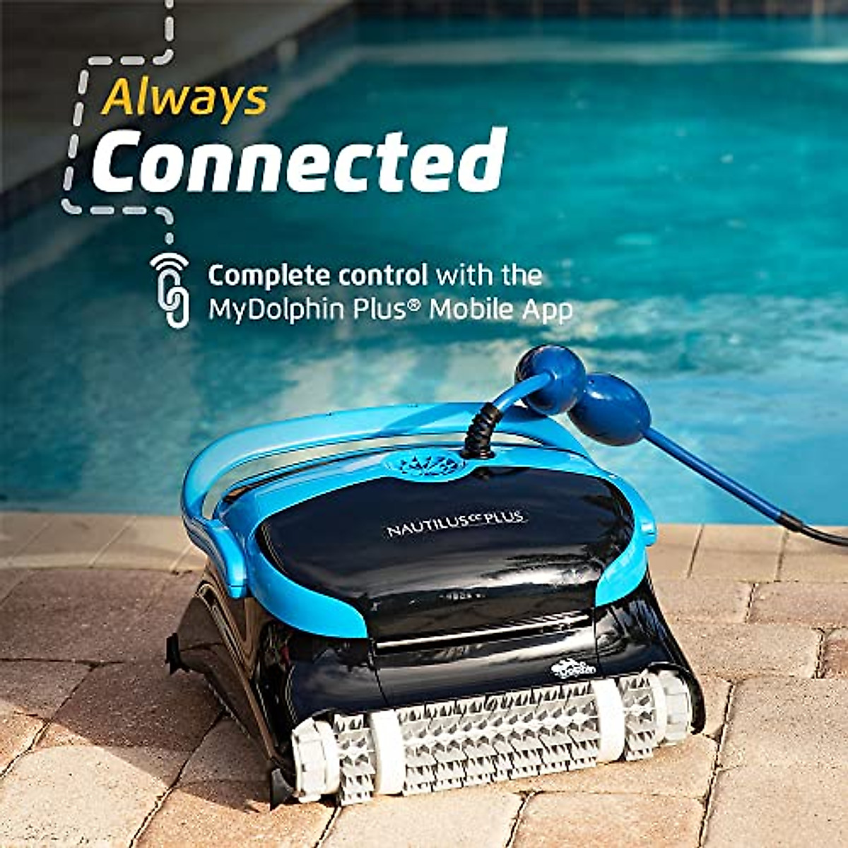 Dolphin Nautilus CC Plus Robotic Pool Vacuum Cleaner with Wi-Fi Control — Wall Climbing Capability  — Top Load Filters for Easy Maintenance — Ideal for Above/In-Ground Pools up to 50 FT in Length