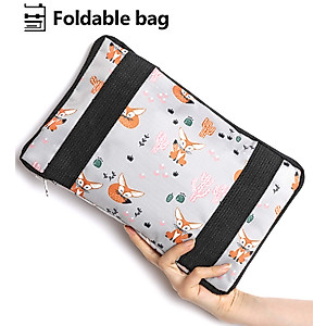 Foldable Large Travel Duffle Bag Waterproof Cute Overnight Carryon Weekender Bag for Women Girl (Grey Fox)