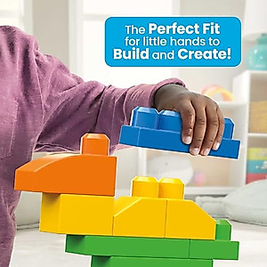 MEGA BLOKS First Builders Toddler Blocks Toys Set, Deluxe Building Bag with 150 Pieces and Storage, Blue, Ages 1+ Years