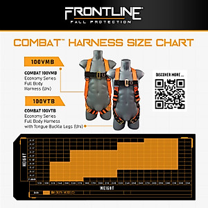 Frontline 100VTB Combat™ Economy Series Full Body Harness with Tongue Buckle Legs (Universal) | OSHA and ANSI Compliant