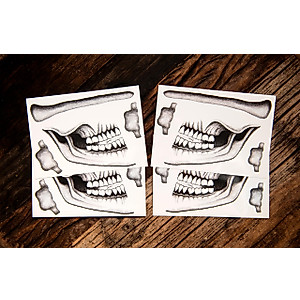 Tattoocrew 2 x Classic Skull Temporary Tattoo Halloween Costume for Men and Women, Adult, Face Sticker