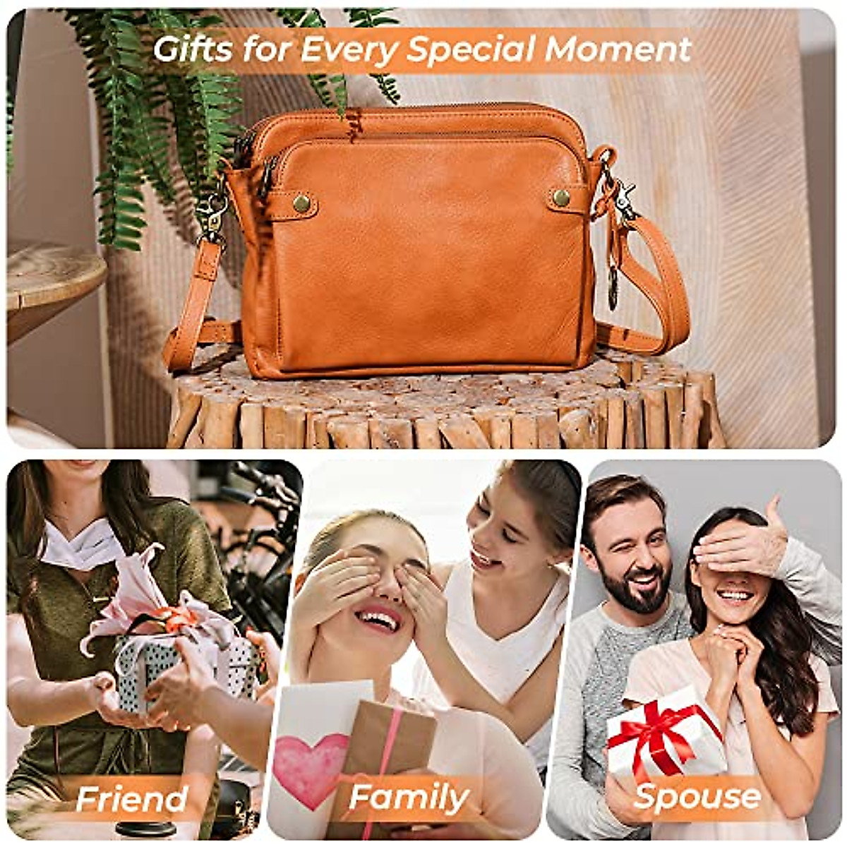 Crossbody Leather Shoulder Bags and Clutches, 2023 New Three-Layer Leather Adjustable Strap Clutch Bags for Women (Red)