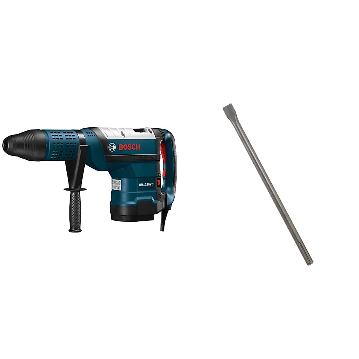 BOSCH RH1255VC SDS-max Rotary Hammer, 2 In.&BOSCH HS1912 1 In. x 18 In. Flat Chisel SDS-max Hammer Steel