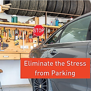 SECURITYMAN LED Stop Sign for Garage Parking Assist [Upgraded Base] - Large 7" Sign, Bright Red LEDs, Adjustable Height - Garage Car Stop Indicator That Lights Up