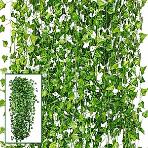 24 Pack Fake Vines for Bedroom - 168' of Realistic Wall Vines Decor -Decoratice Vines - Fake Vine Decor - Faux Vines Decor - Bedroom Vines For Wall - Room Vines Decor - Fake Ivy Vines For Bedroom