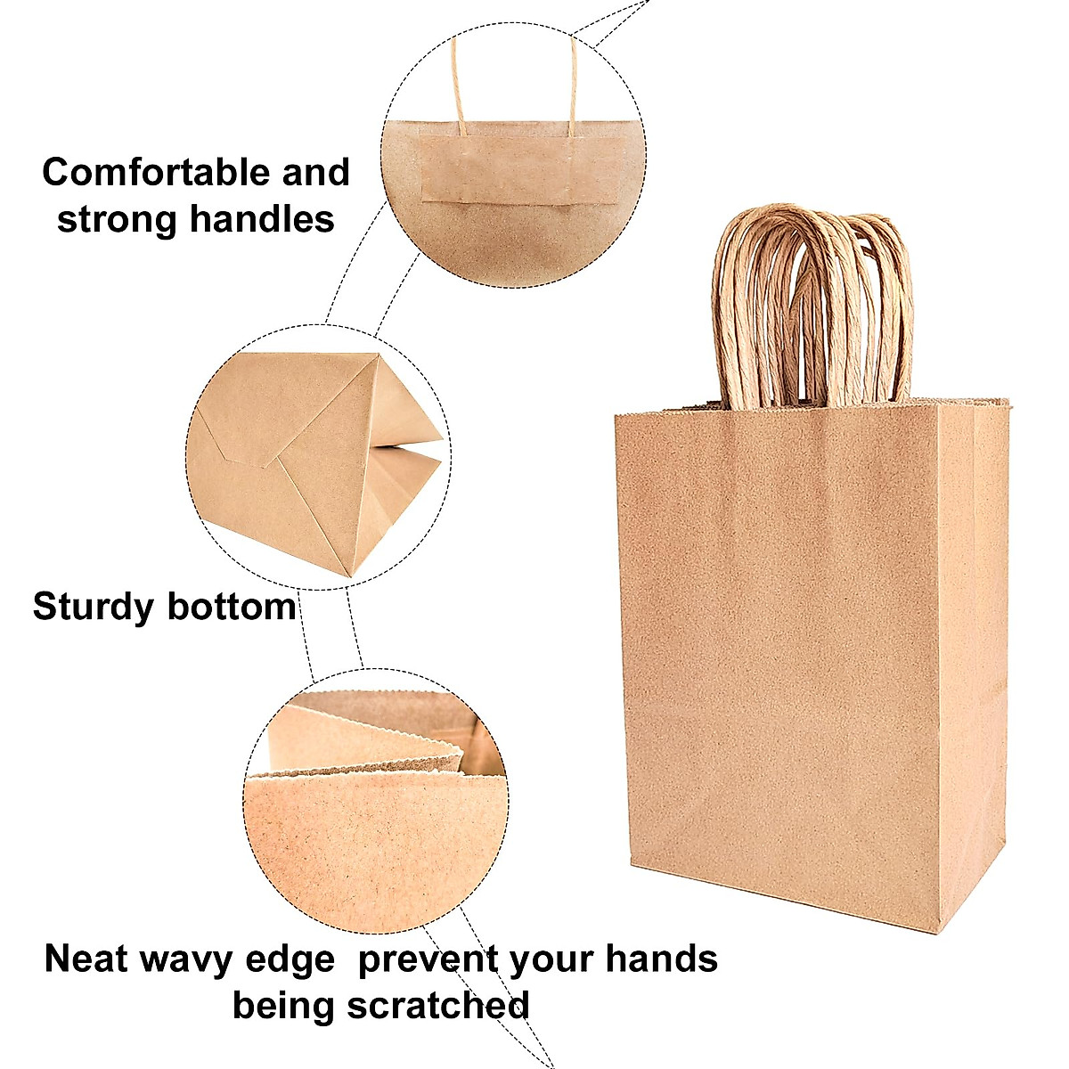 BAG BOX Gift Bags Paper Bags with Handles,Kraft Paper Shopping Bags For Small Business Small Gift Bags with Handles for Grocery Birthday Party Supplies