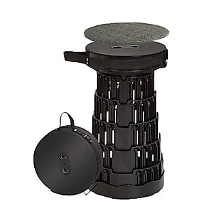 ZGDFSM Upgraded Portable Retractable Folding Stool Increase Load Weight Portable Telescoping Stool for Camping Garden Fishing Hiking Travel BBQ, Adjustable Plastic Stools Max Load 600lbs (Black)