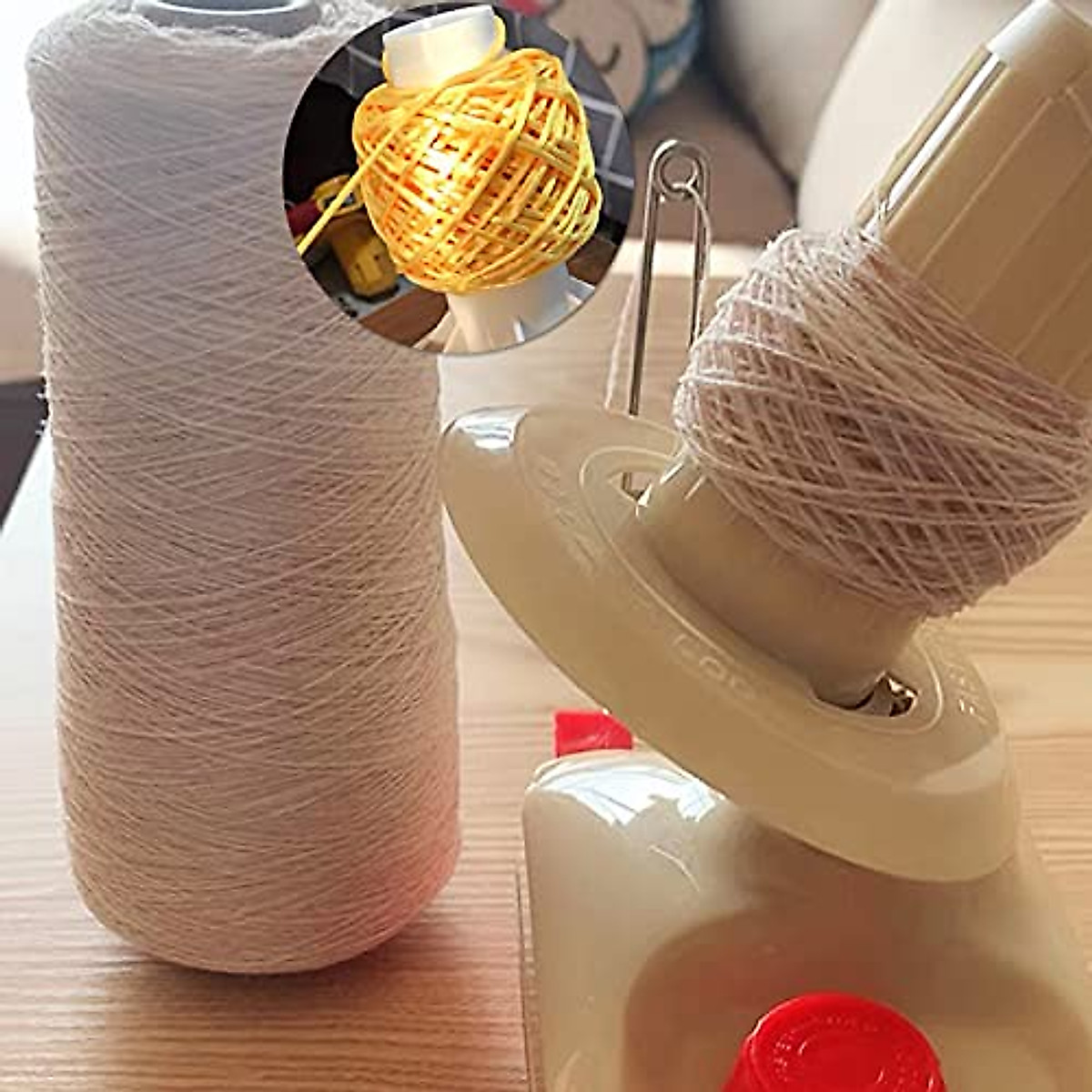 LAMXD Needlecraft Yarn Ball Winder Hand Operated,Red,Portable Package,Easy to Set Up and Use,Sturdy with Metal Handle and Tabletop Clamp,Including Yarn Needles Set…