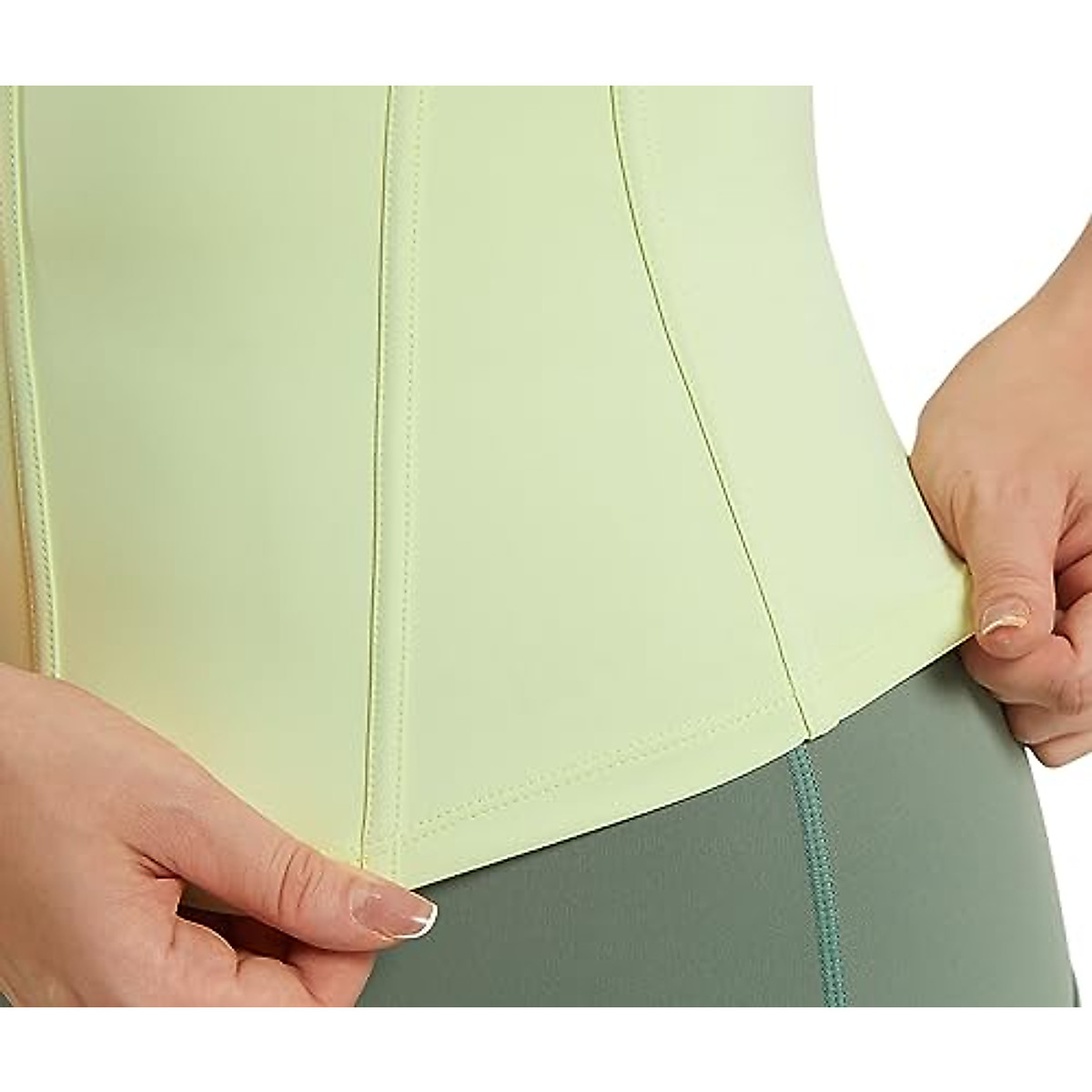 Workout Tops for Women Corset Yoga Tops Atheltic Camisole Tank Top with Built-in Bra White Jade