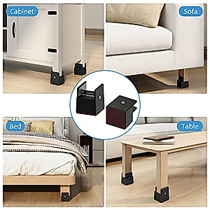 4 Pack 2 inch Bed Risers with Adjustable Screw Clamp, Furniture Risers for Table Legs Couch Chair Legs, Fits 0 to 2" Furniture Legs Thickness, Support 5000 LBS Per Leg Heavy Duty Furniture, Black