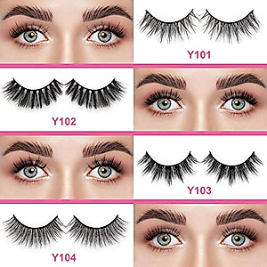 MAGEFY 24 Pairs Faux Mink Eyelashes, 4 Style Natural Fluffy False Eyelashes,Dramatic Reusable Fake Lashes Pack For Women