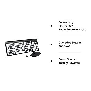 Full Size Large Print 2.4g Wireless Keyboard and Mouse with Oversized Print for Kids Visually Impaired Low Vision Individuals (Black)