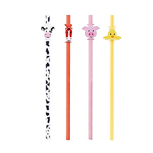 Kikkerland Farm Paper Straws, Pack of 12, , Multicolor