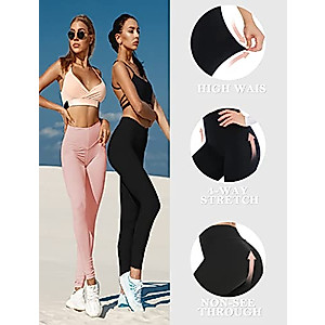 TMAIHOHIA 3 Pack High Waisted Leggings for Women Workout Gym Tummy Control Compression Butt Lift Leggings Yoga Pants L/XL Black/Black/Black