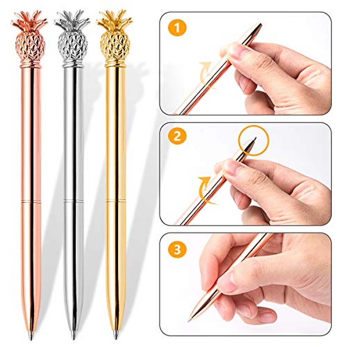 KXCOFTXI Set of 8 Pineapple Pens Ballpoint Pens, Pineapple Pencil Case Kit, Ballpoint Pens with Pineapple Pencil Pouch Bags, Pineapple Pencil Case for Office School (8 Pieces)