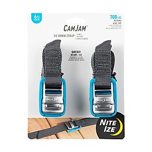Nite Ize CamJam Tie Down Strap - Tie Down Ratchet Straps - Straps for Trucks & Cars - Tie Downs for Luggage & Gear - 6 ft Strap, Blue (Pack of 2)