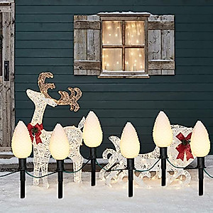 C9 Christmas LED Pinecone Pathway Stakes Lights, 2 Pack 7Ft Connectable String Lights with 8 Pinecone Driveway Markers Lights, Xmas Decorations Pathway Lights for Outdoor Garden Patio Walkway