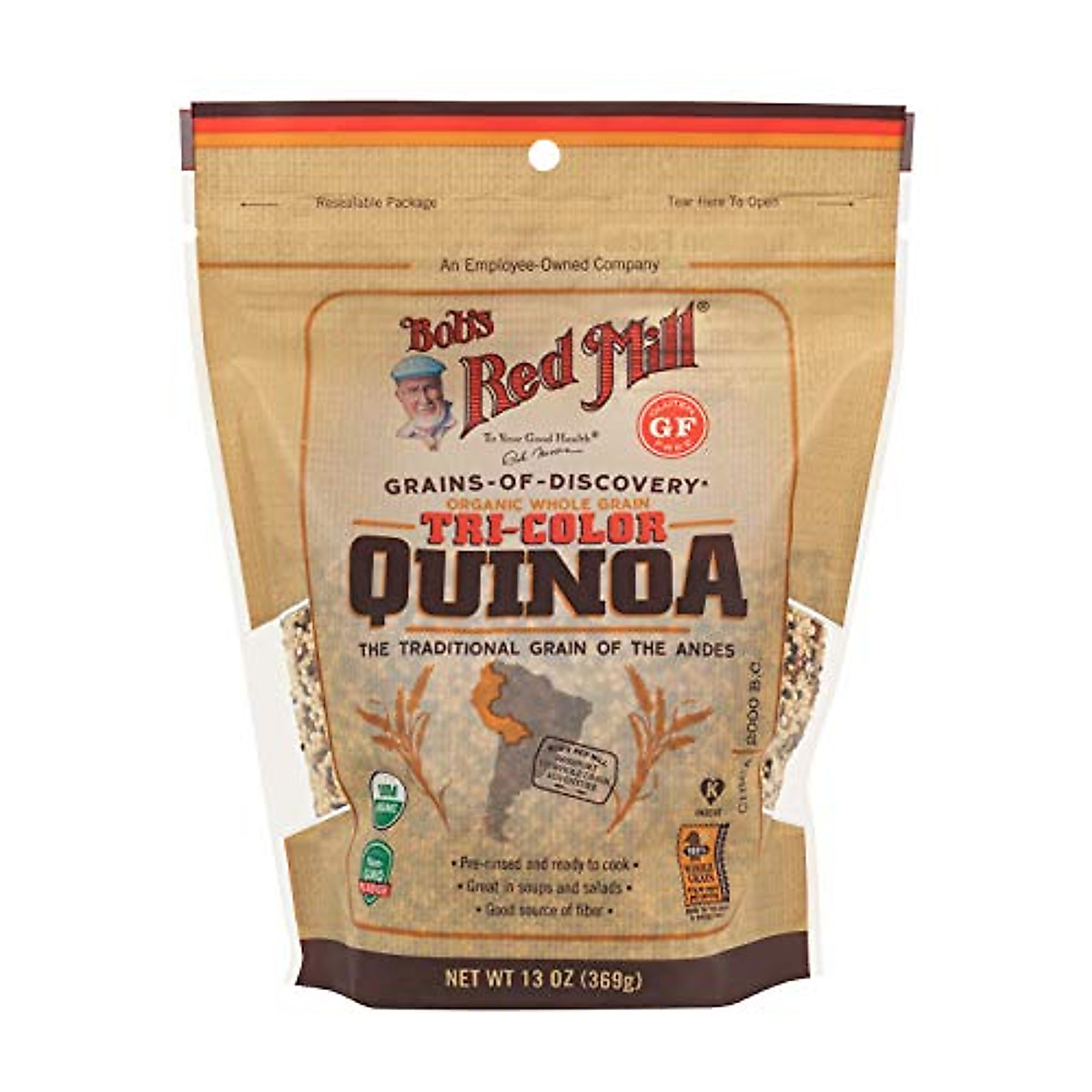 Bob's Red Mill Organic Tri-Color Quinoa Grain, 13-ounce (Pack of 5)