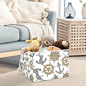 Steering Wheel Anchor Storage Bins with Lids for Organizing Lidded Home Storage Bins with Handles Oxford Cloth Storage Cube Box for Toys