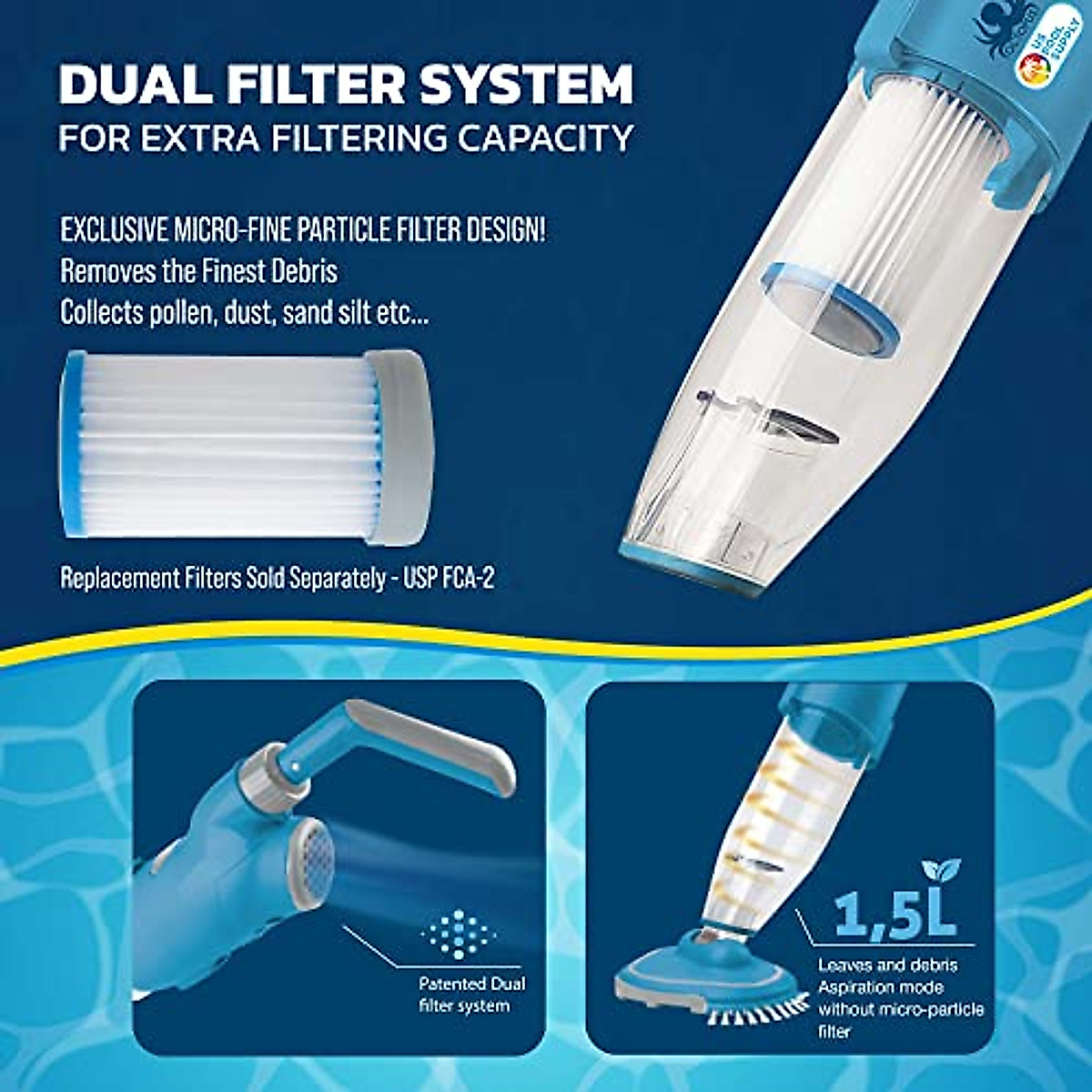 U.S. Pool Supply Octopus Handheld Pool Vacuum - Cordless & Powerful