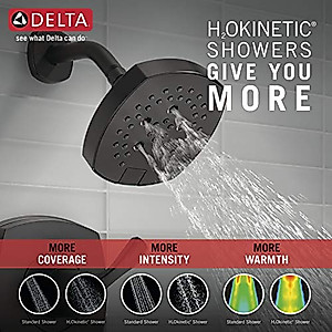 Delta Faucet Stryke 14 Series Single-Function Tub and Shower Trim Kit, Shower Faucet, Single-Spray H2Okinetic Shower Head, Matte Black T14476-BL (Valve Not Included)