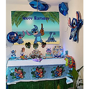 Tropical Luau Happy Birthday Backdrop and 70x42in Tablecloth for Kids Baby Shower Birthday Party Supplies Decorations 6x4ft