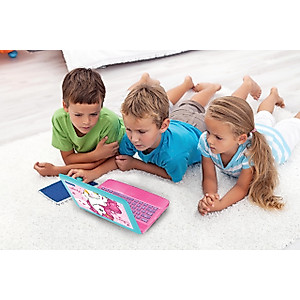 LEXiBOOK - Unicorn Educational and Bilingual Laptop Spanish/English - Toy for Children with 124 Activities to Learn Mathematics, Dactylography, Logic, Clock Reading, Play Games and Music - JC598UNIi2
