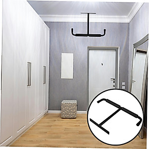 TOGEVAL Hook Display Stand Wall Hanging Display Shelf Storage Shelves Storage Rack Fishing Rods T-shaped Ceiling Rack Garage Organizer Double Sided Hooks Rod Holder Black Stainless Steel