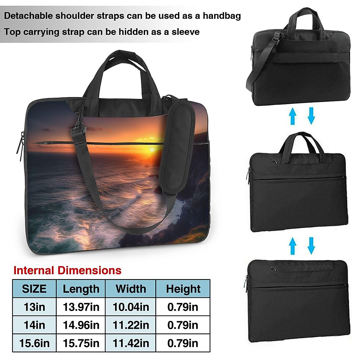 Ireland Sunset Seascape Laptop Bag for Women Men 15.6" Computer Sleeve Business Travel Briefcase Messenger Bag