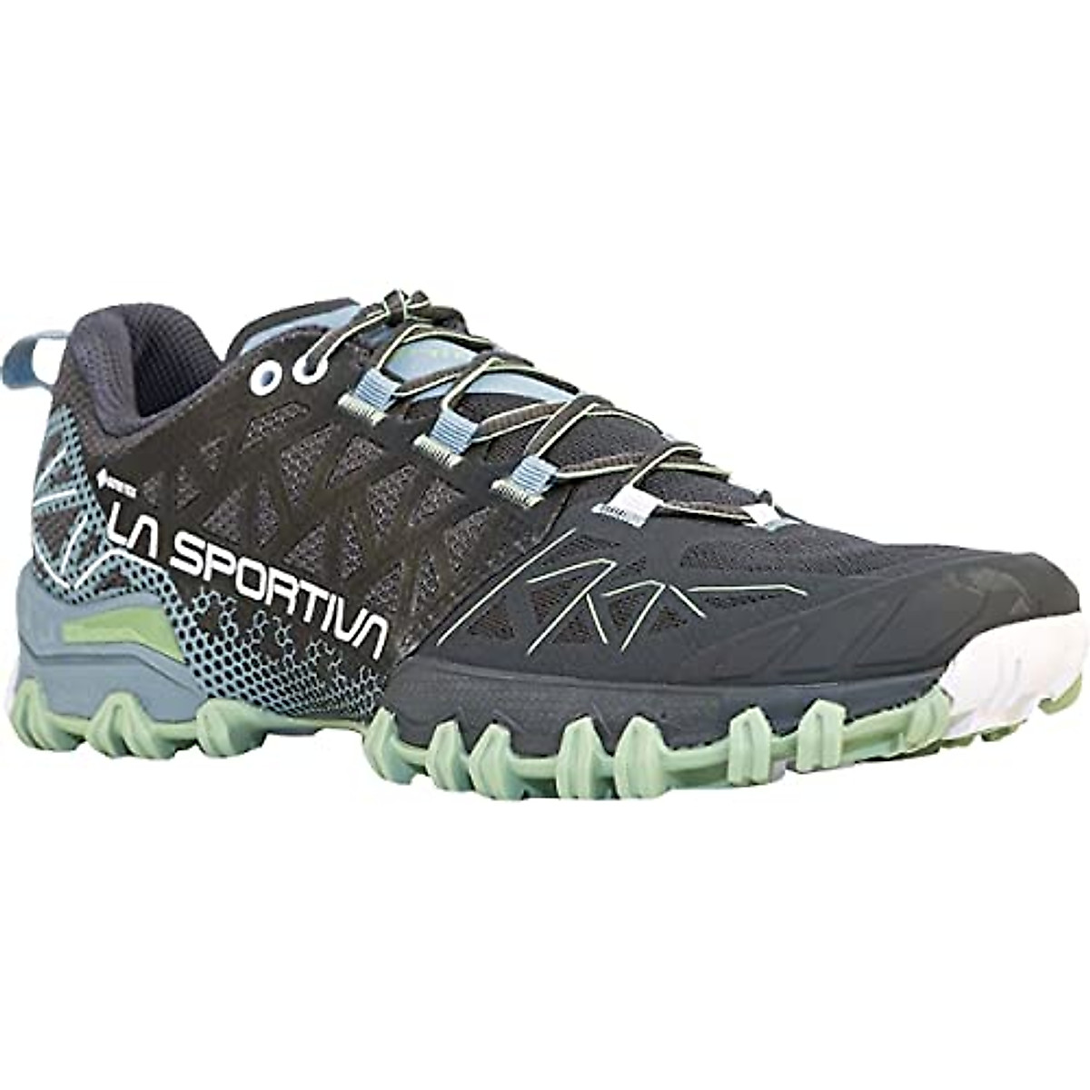 La Sportiva Womens Bushido II GTX Trail Running Shoes, Carbon/Mist, 9.5