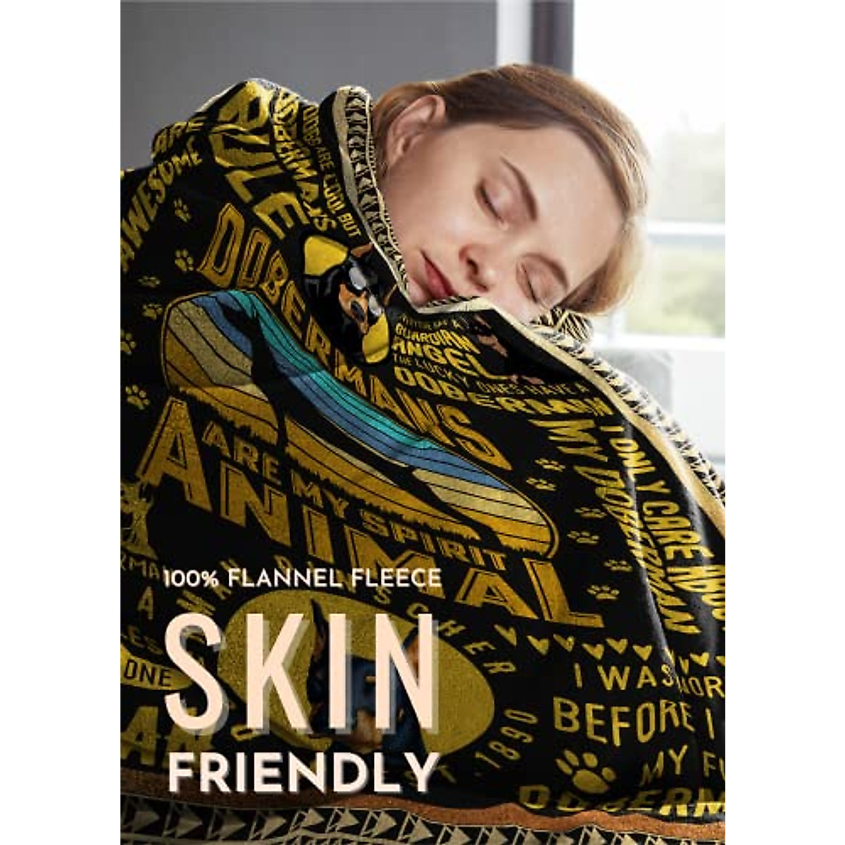 InnoBeta Doberman Pinscher Gifts, Doberman Blanket Throws for Dobie Mom Dad, Gifts for Doberman Pinscher Lovers, 50 x 65 inches, Perfect for Birthday Christmas Thanksgiving