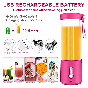 PIPIMOO Portable Blender Smoothie Maker - Usb Rechargeable Personal Mixer for Smoothie and Shakes Mini Blender with Six Blades| 4000mAh for Baby Food Travel Gym