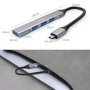 Onten USB C Hub,USB Hub. 4 Port USB C and USB to USB 3.0&USB 2.0 Adapter.USB C Splitter for MacBook Pro 2020/2019, iMac 2021, USB Splitter Aluminum Alloy, Color Gray