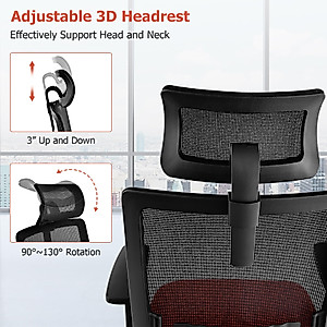 Giantex Big and Tall Office Chair 400lbs, Heavy Duty Ergonomic Mesh Chair with Adjustable Lumbar and 3D Headrest, Wide Orange Seat, High Back Computer Executive Desk Chair for Office, Conference Room