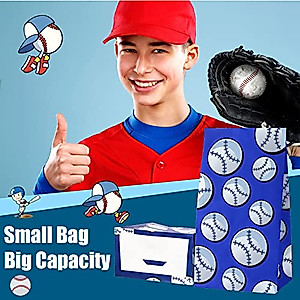 30 Pack Baseball Goodie Gift Bags Baseball Party Treat Favor Bags Blue Baseball Snack Paper Bags for Team Sports Theme Birthday Party Decor Game Celebration