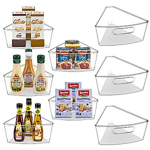 JEISSLIA Lazy Susan Cabinet Organizer Bins for 26"/ 28"/ 32" Diameter Corner Lazy Susan, Plastic Cabinet Storage Bin, 1/8 Wedge-Food Safe, BPA Free, with Non-Slip Pads (for 28" Lazy Susan, 8 Pack)