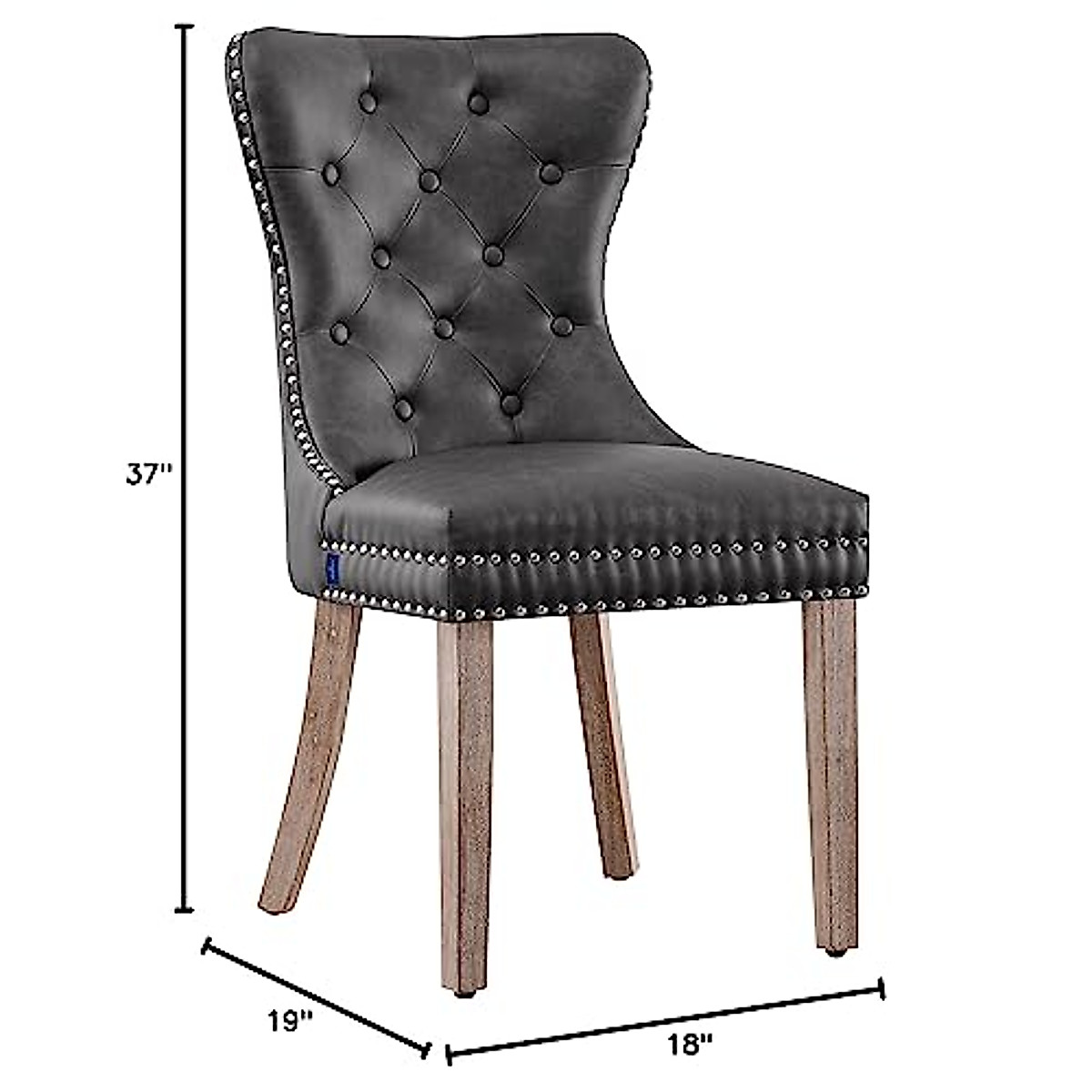 subrtex Dining Set Parsons Chairs, Large Set of 2, Tufted Leather/Grey