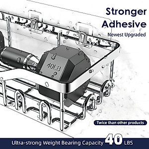 NESOMI Shower Caddy Adhesive Shower Organizer Bathroom Shower Shelves, Shelf for Inside Shower Storage with Soap Dish&16 Hooks, Rustproof Stainless Steel No Drilling Rack Home Decor 2 Pack Silver