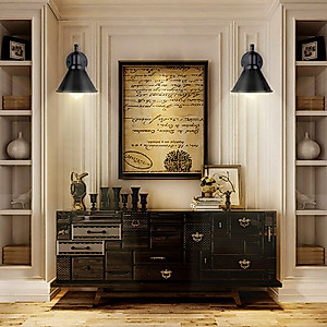 IC INSTANT COACH, Swing Arm Wall Light Fixtures Wall Light Plug-in Cord with On Off Switch on Cord Industrial Wall Sconce Black Finish (2 Lights)