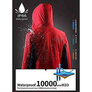 CIOR Women's Mountain Waterproof Ski Jacket Windproof Rain Jacket U119WCFY029,Red,S