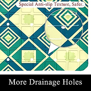 Bath Tub Shower Mat - Anti-Slip PVC Material 15.1x26.8 in, Gentle Cushioning Quick Drying Suction Cups Reliable Solution - Geometric Plaid Pattern Non-Slip Floor Mat