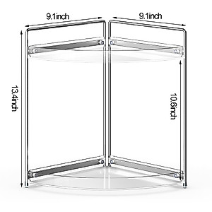 KINGBERWI 2 Tier Corner Makeup Organizer for Vanity, Acrylic Bathroom Countertop Organizer, Clear Skincare Perfume Tray Organizers and Storage Shelf