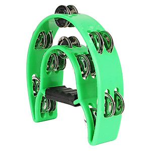 4 Pack 9" Double Row Tambourine Metal Jingles Hand Held Percussion Drum, Half Moon Musical Tambourine, Plastic Musical Percussion Tambourines Music Rhythm for KTV, Party, Multicolor