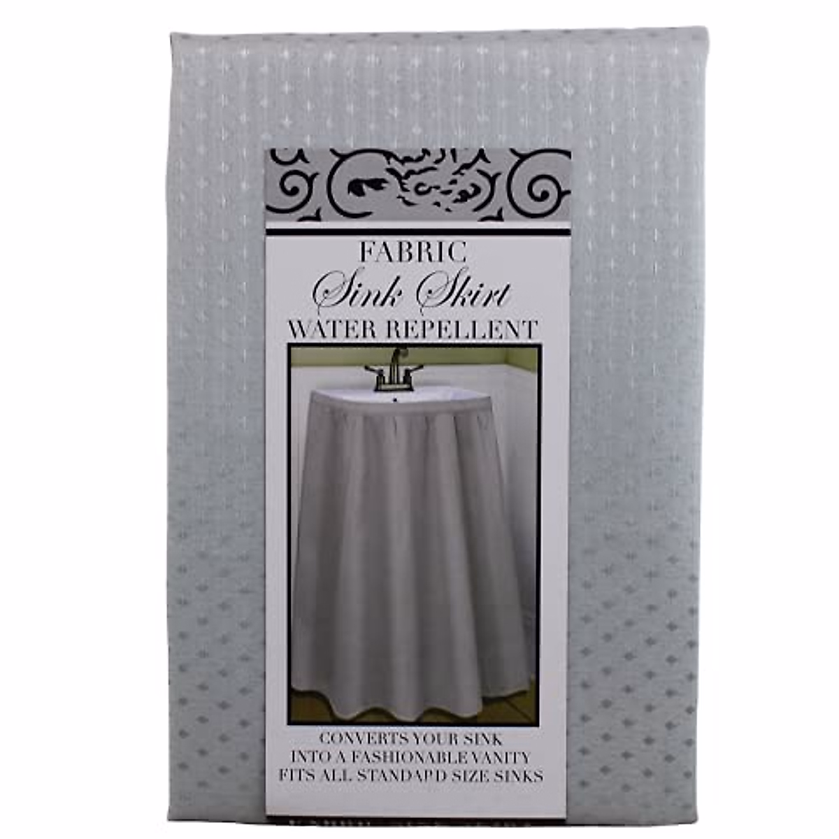 Fabric Sink Skirt Diamond Mosaic Stitch Platinum Silver Grey