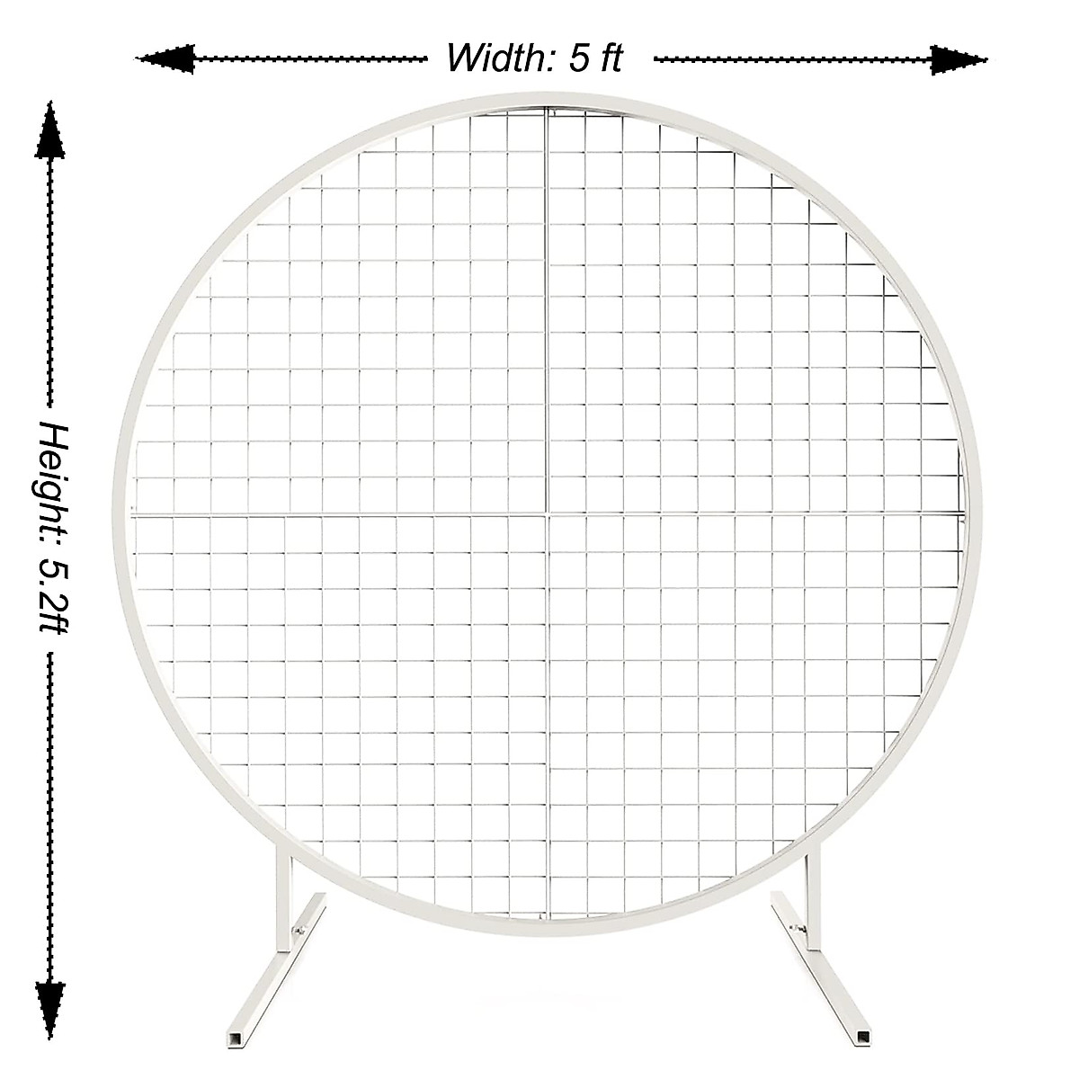 LANGXUN 5ft White Metal Round Balloon Arch kit, White Circle Mesh Arch Stand for Wedding Decorations, Birthday Party Decorations, Baby Shower Decorations, Graduation Party, Photo Backdrop Decoration