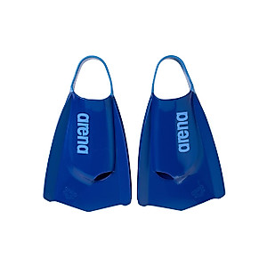 Arena Unisex Adult Powerfin Pro II Swim Training Fins Men and Women Silicone Short Blade Flippers Left/Right Customized, Blue, Size 9.5-10.5