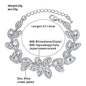 Mecresh Bride Jewelry Set Crystal Floral Leaf Crawler Chandelier Dangle Earring Bracelet Wedding Prom 2022 Fashion Jewelry Silver