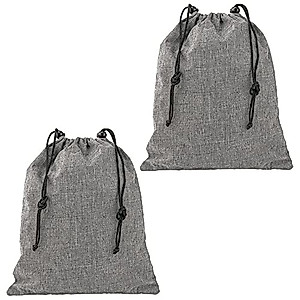 mDesign Portable Large Capacity Travel Bag with Draw String Closure, Water-Resistant for Laundry Room, College Dorm Room, Apartment, Gym, Sporting Events, School, Make-Up, Travel - 2 Pack - Gray