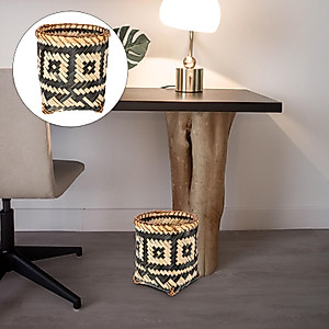 MAGICLULU Bamboo Trash Can, Woven Waste Basket Decorative Wicker Basket 8 Inch Boho Rubbish Bin Woven Pot Bamboo Vase Garbage Can Office Rattan Weaving Basket
